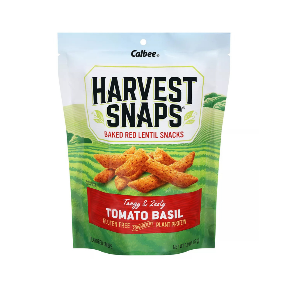 Calbee Harvest Snaps Red Lentil Snack Crisps Tomato Basil 3.3oz ...