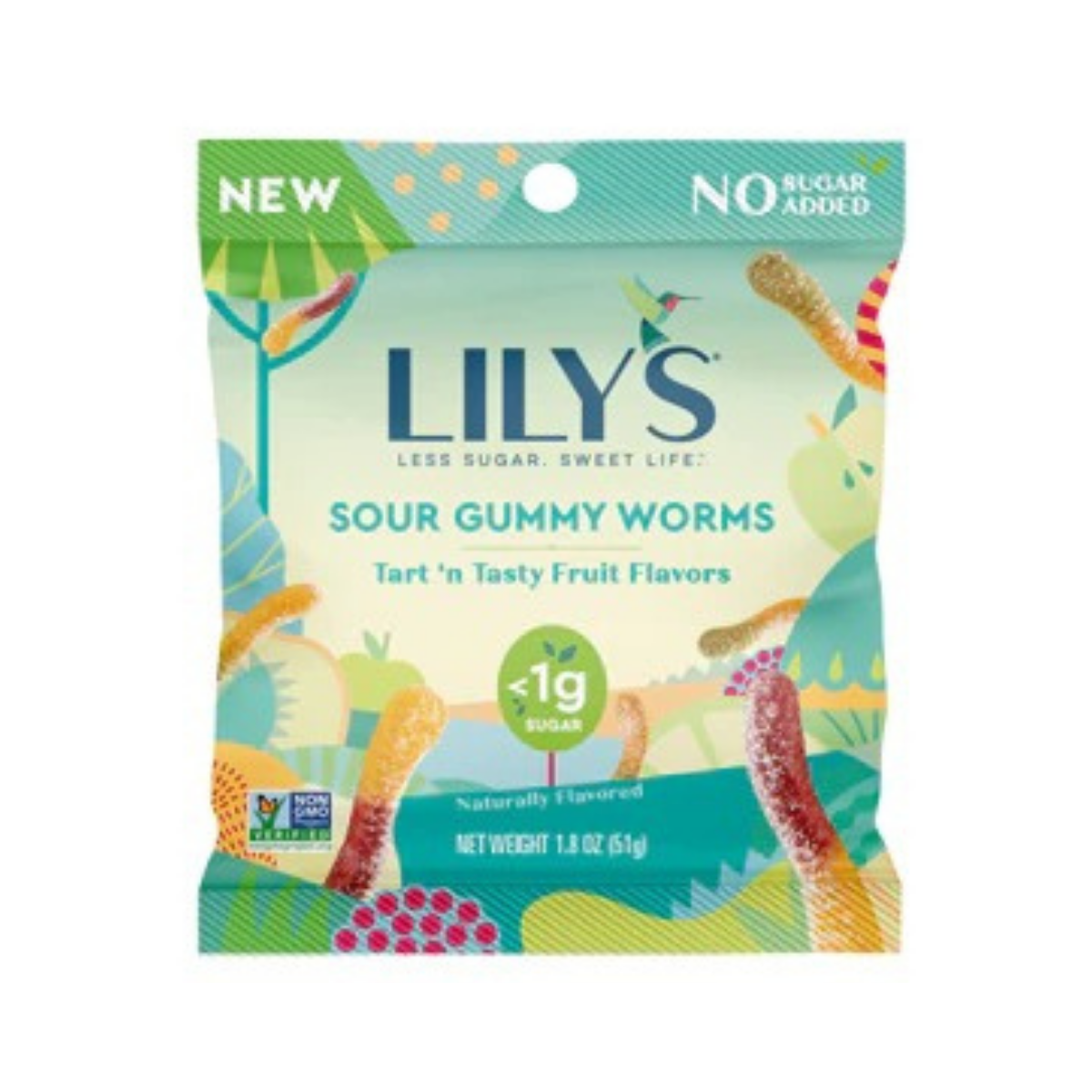 Lily's Sweets Tart & Tasty Gummy Worms Assorted Fruit 1.8 oz – Orgánica ...