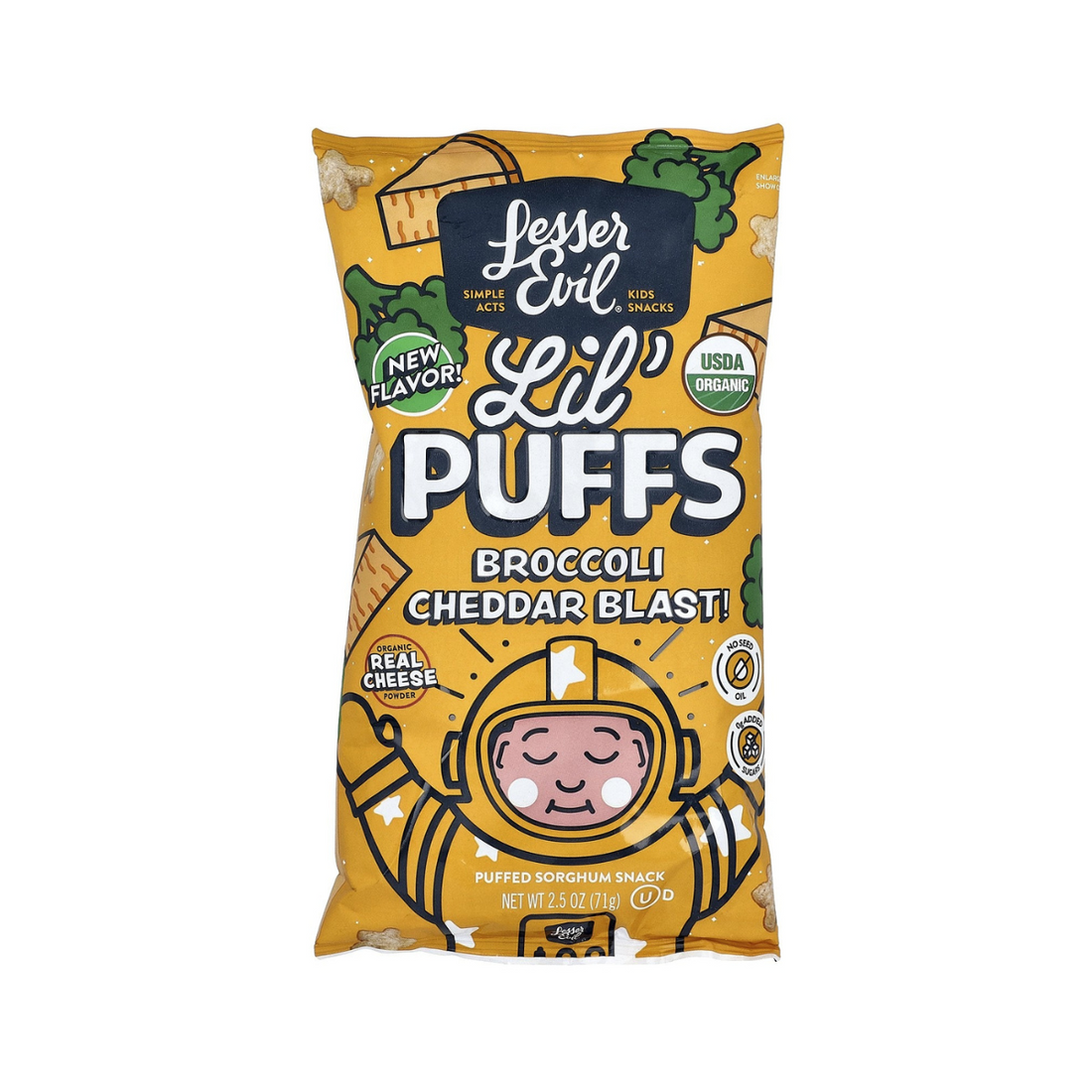 Lesser Evil Lil' Puffs Broccoli Cheddar Blast 2.5 oz – Orgánica Store ...